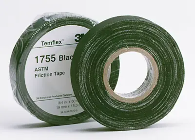 3M™ Temflex™ Cotton Friction Tape 1755 3/4 in x 60 ft Black MMM 57173 ...
